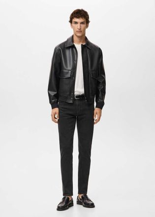 Mango Jean Jan slim fit noir black denim - Homme - 36 - MANGO MAN