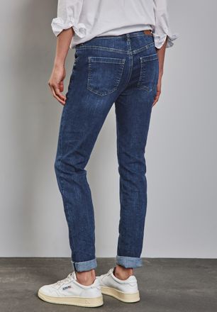 Street One Comfort-fit-Jeans STREET ONE, Damen, Gr. 25, L&auml;nge 30, blau (dunkelblau wash), Jeans, 78% Baumwolle, 21% Polyester, 1% Elasthan, unifarben, lang, Jean