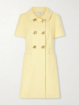 Oscar De La Renta Mini-robe &Agrave; Double Boutonnage En Tweed De Coton M&eacute;lang&eacute; - Jaune