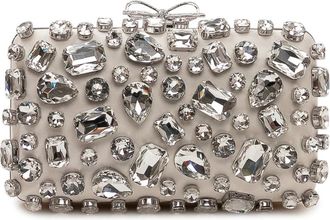 Self Portrait Femme, Sacs, Beige, Taille: ONE Size Crystal Clutch Bag