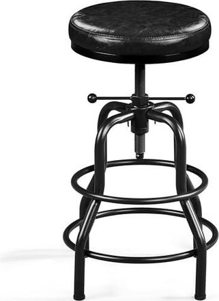 Yaheetech Vintage Barhocker H&ouml;henverstellbarer Schraubhocker Barstuhl mit Dickem Kissen Montagefreie Hocker aus Kunstleder f&uuml;rs Esszimmer/K&uuml;che/Bar/Salon/Caf&eacute;, 