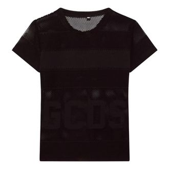 GCDS Mesh Jersey T-Shirt - - Tops - Damen - Schwarzk - XL