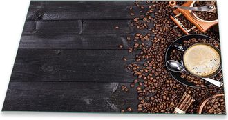 Decorwelt | Herdabdeckplatte 80x52 cm 1-Teilig Kaffee Schwarz Ceranfeldabdeckung Universal Spritzschutz Glas Deko Elektroherd Induktion für Kochplatten Herdschu