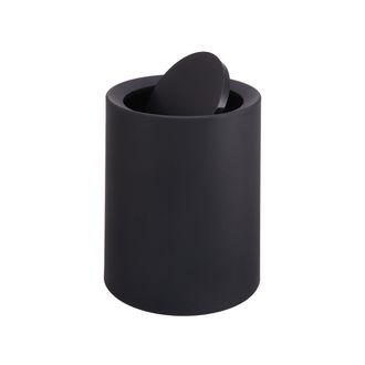 Relaxdays M&uuml;lleimer, 13 Liter, Schwingdeckel, Inneneimer, Matter Kunststoff, runder Abfalleimer f&uuml;r Bad & K&uuml;che, schwarz