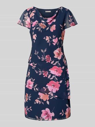 Christian Berg Cocktail Knielanges Cocktailkleid mit Wasserfall-Ausschnitt