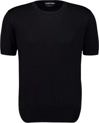 Tom Ford Homme, Tops, Noir, Taille: L T-Shirt Ras du Cou en Pur Coton