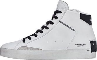Crime London Distressed White High Top Mens Sneakers - Blanc, 44, Blanc, 44 EU