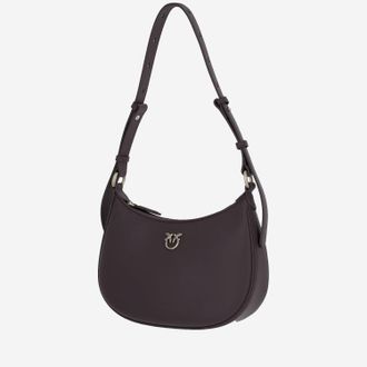 Pinko Womens Shoulder Bag Simply Love Half-Moon Bordeaux Leather