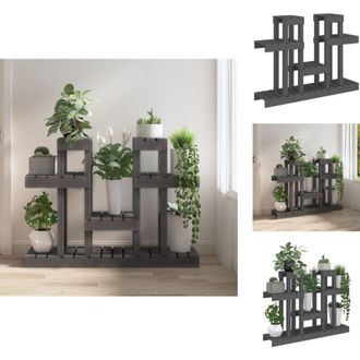 vidaXL Vidaxl - Pflanzenst&auml;nder Grau 104,5x25x77,5 cm Massivholz Kiefer - Blumenst&auml;nder - Holzkiste - Pflanzenregal - Balkonm&ouml;bel - Garten Deko
