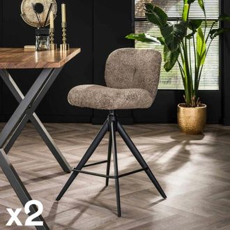 Pier Import Pier Import - Tabouret de bar pivotant en bouclette taupe (lot de 2) galway