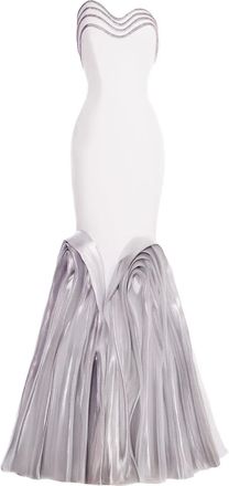 Gaby Charbachy robe longue &agrave; ourlet plus long au dos - Blanc