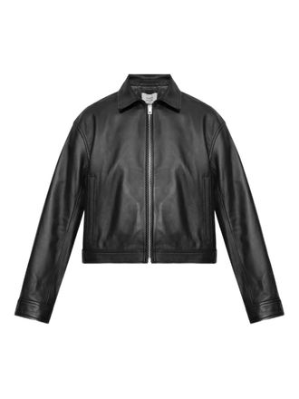 Maison Kitsuné veste crop en cuir - Noir