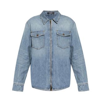 Versace Homme, Vestes, Bleu, Taille: M Denim Zip Shirt