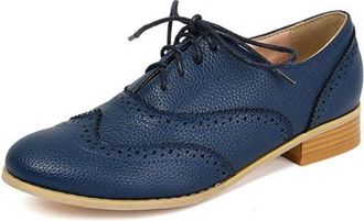Generic Chaussures richelieu, chaussures habill&eacute;es &agrave; lacets et bout en amande pour femme, bleu, 40.5 EU