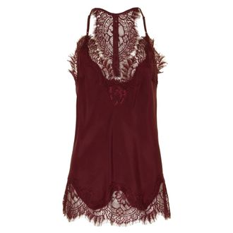 Gold Hawk Caraco en soie et dentelle &agrave; dos nageur - Femme - Tops - Rouge - Taille: 38 FR