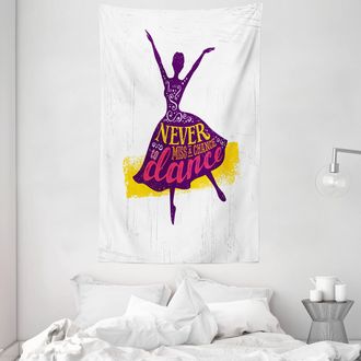 Abakuhaus Wortlaut Wandteppich, Silhouette Grungy Female Dancer mit Never Miss a Chance to Dance Nachricht, aus Weiches Mikrofaser Stoff Wand Dekoration Für Sch