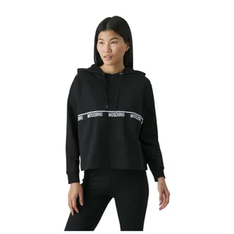 Moschino Logo-Striped Cotton Sweatshirt - Black