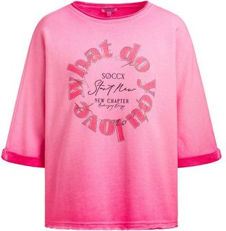 soccx Sweater mit Rollkanten am Ausschnitt und Saum