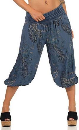 Malito more than fashion Malito Femme Pantalon Court Sarouel Yoga Pantalon Sport 7186 (Bleu de Jean)