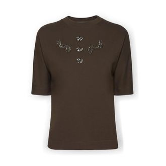 Elena Miro Kurzarm-Sweatshirt mit Stickerei - - Tops - Damen - Gr&uuml;n - 2XL