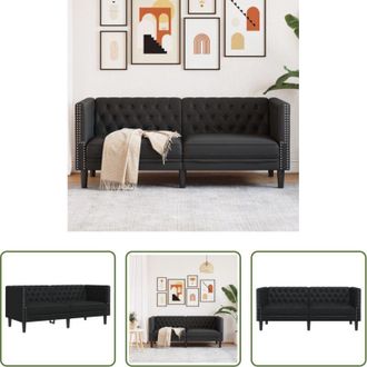 vidaXL vidaXL 2-Sitzer Sofa - Chesterfield-Sofa 2-Sitzer Schwarz Kunstleder
