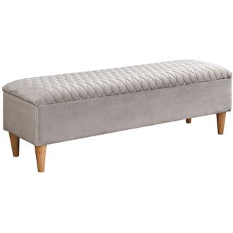 Vente-Unique Banc coffre - Tissu velours - Beige - DANIELE
