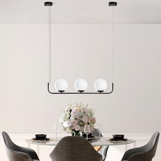 Opviq Elegant Black Chandelier, Adjustable Height 20-110 cm, Metal Body, 3 x E14 Sockets, 15 cm Cap Diameter, Perfect for Modern Spaces, IP23 Rated