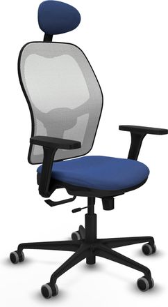 Piqueras y Crespo Ergonomischer Computerstuhl mit 3D-Armen, h&ouml;henverstellbarer Lendenwirbelst&uuml;tze und festem Kopfteil, ausgestattet mit Syncro/Traslack und injiziertem 