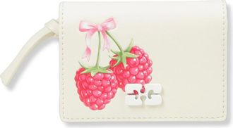 Ganni Femme, Accessoires, Blanc, Taille: ONE Size Portefeuille &agrave; imprim&eacute; framboises