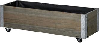 OUTSUNNY Jardinière sur roulettes - jardinière rectangulaire - inserts dirrigation, feutre de drainage inclus - métal bois de sapin gris
