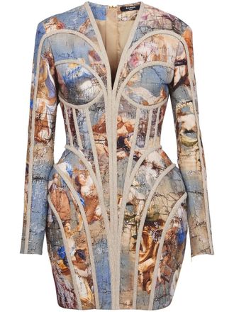 Balmain robe mi-longue imprim&eacute; abstrait - Multicolore