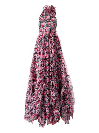 Carolina Herrera Abendkleid mit Pfingstrosen-Print - Rosa