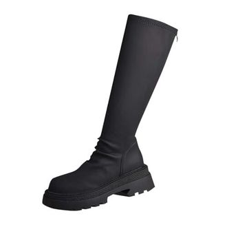 Generic Bottes montantes pour femme &agrave; talon bloc &eacute;pais confortables avec fermeture &eacute;clair dans le dos et bout rond - Style d&eacute;contract&eacute; et polyvalent - Bottes 