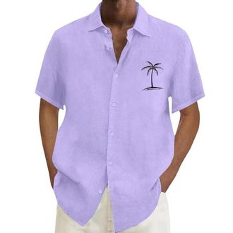 Generic Chemise d&eacute;t&eacute; &agrave; manches courtes pour homme - Chemise de plage amusante - Chemise d&eacute;t&eacute; avec imprim&eacute; - Chemise de loisirs respirante - Col montant - Chem