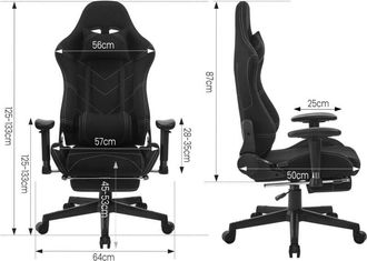 Woltu Racing Stuhl Gaming Stuhl B&uuml;rostuhl Schreibtischstuhl Sportsitz mit Kopfst&uuml;tze und Lendenkissen, Armlehne verstellbar, mit Fu&szlig;st&uuml;tze