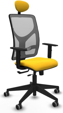 Piqueras y Crespo Stuhl mit leisen Rollen, 1D-Armlehnen, h&ouml;henverstellbare Lendenwirbelst&uuml;tze und festes Kopfteil, ausgestattet mit Syncro/Traslack und Schneideschaum, 