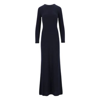 Tom Ford Featherweight Langarm Rundhals Kleid mit transparentem R&uuml;cken - - Dresses - Damen - Blau - S
