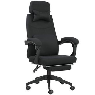 Vinsetto Fauteuil de Bureau Chaise de Bureau Grand Confort Dossier r&eacute;glable Repose-Pied roulettes 360&deg; Lin 62 x 68 x 127 cm Noir