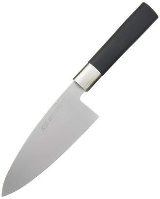 Kai Wasabi Black Deba 15,0 cm Klingenlänge - rostfreier 6A/1K6 Edelstahl poliert 58 (±1) HRC - schwarzer Polypropylen Griff - japanisches Hackmesser - Mad