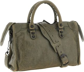 Balenciaga Le City S Lambskin Leather Shoulder Bag - Olive Green