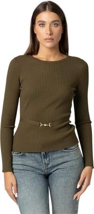 Kocca Femme, Pulls, Vert, Taille: 44 FR Pull Chic &agrave; Manches Longues et C&ocirc;tes