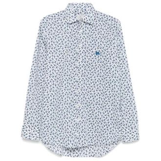 Etro Pegasus Print Wei&szlig;es Hemd - - Shirts - Herren - Blau - 3XL