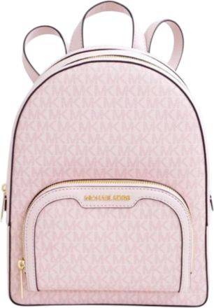 Michael Kors Damen Rucksack Jaycee Medium Backpack - Powder Blush, PVC & Leder, goldfarbene Details, Laptopfach, eleganter Designer-Rucksack