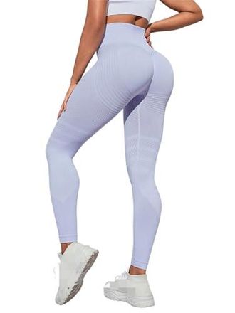 Generic Leggings &agrave; bande de r&eacute;sistance pour femme, taille haute avec bandes de r&eacute;sistance int&eacute;gr&eacute;es pour yoga, gym, entra&icirc;nement, violet clair, XXL