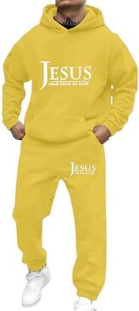 Generic Surv&ecirc;tement pour homme - Ensemble complet avec imprim&eacute; lettres - Sweat &agrave; capuche ample - Jambe droite - Pantalon de surv&ecirc;tement d&eacute;contract&eacute; - Sport qu