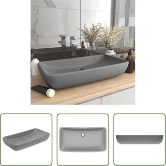 vidaXL Luxus Waschbecken - Luxus-Waschbecken Rechteckig Matt Hellgrau 71x38 cm Keramik