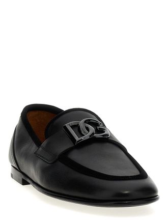 Dolce & Gabbana Logo-Plaque Leather Loafer - Black