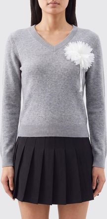 Self Portrait Pullover aus Merinowollmischung mit V-Ausschnitt und gestickter Blume