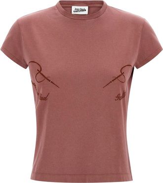 Jean Paul Gaultier Femme, Tops, Rouge, Taille: 40 FR The Needles Embroidered T-shirt