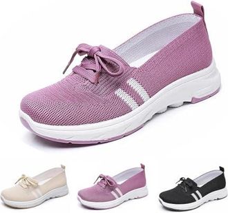 Generic Chaussures orthop&eacute;diques pour femme, baskets l&eacute;g&egrave;res &agrave; enfiler en tricot confortables et tendance, chaussures de marche plates respirantes, &agrave; enfiler 